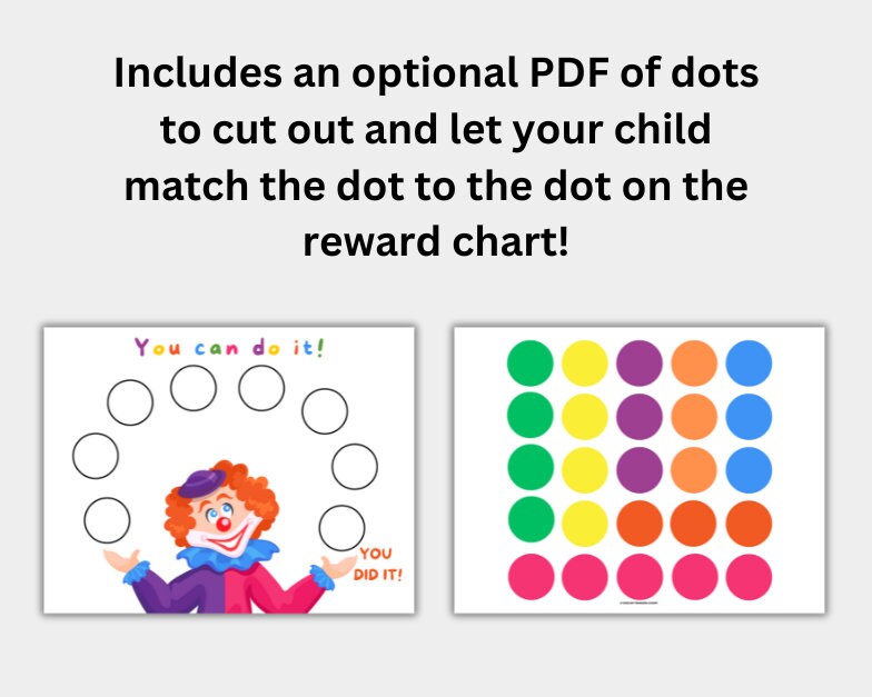 Printable Clown Reward Chart for Kids Printable Clown Potty - Etsy