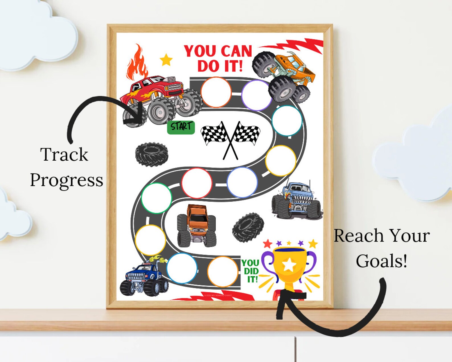 Printable Monster Truck Reward Chart, Behavior Chart Boy, Potty ...