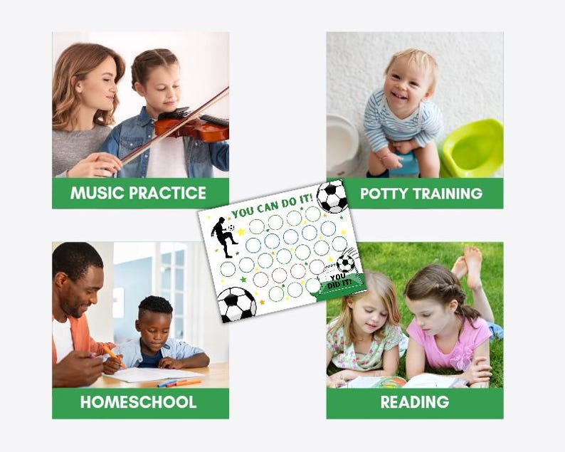 Soccer Reward Chart for Boys, Behavior Chart, Kids Sticker Chart, Goal ...