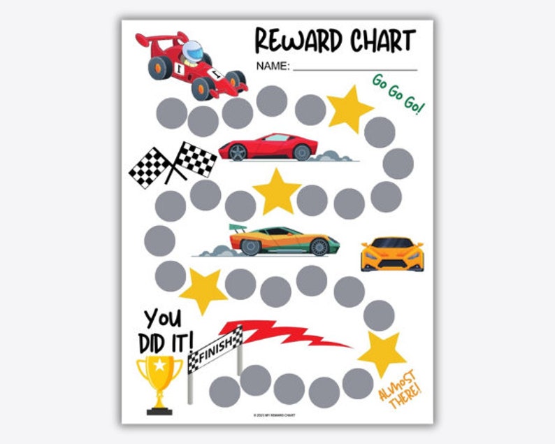 Racecar Reward Chart, Reward Chart Cars, Printable, Printable Racing ...