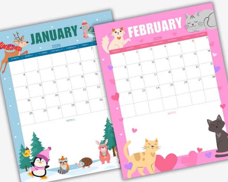 Printable 2026 Calendar for Girls – Unicorns, Mermaids, Fairies ...