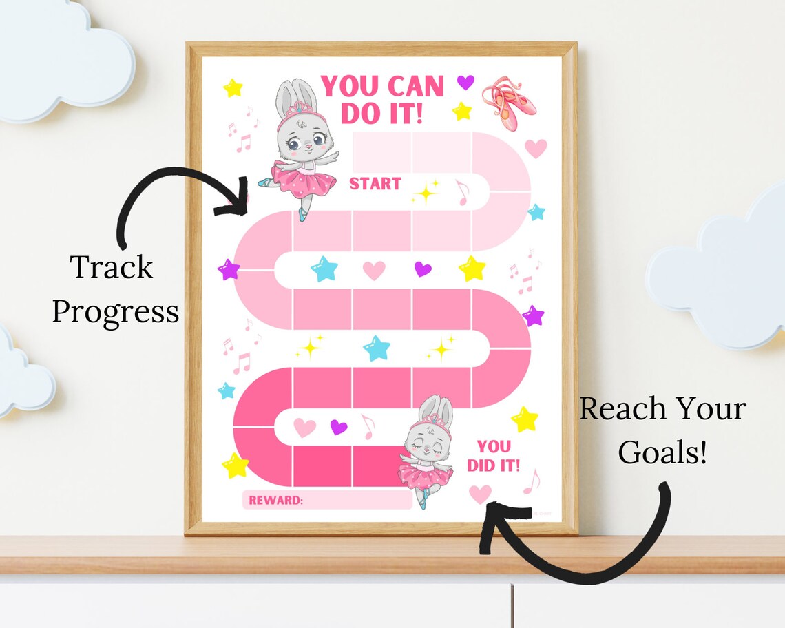 Printable Ballerina Reward Chart, Bunny Reward Chart, Girls Reward ...