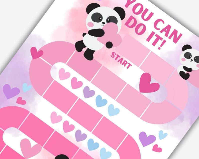 Valentine Panda Reward Chart: Kids' Good Behavior Tracker (digital ...