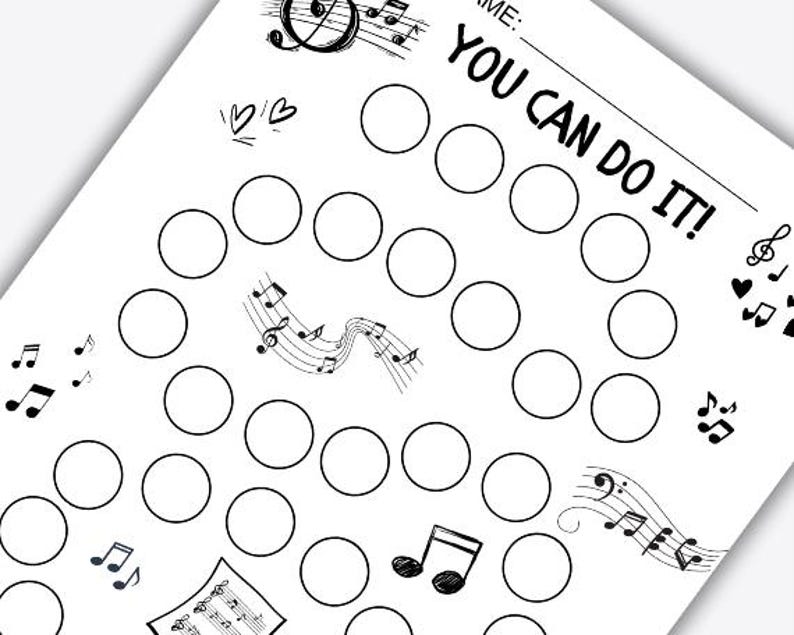 Music Reward Chart Printable | Practice Tracker Sticker Chart for Piano ...