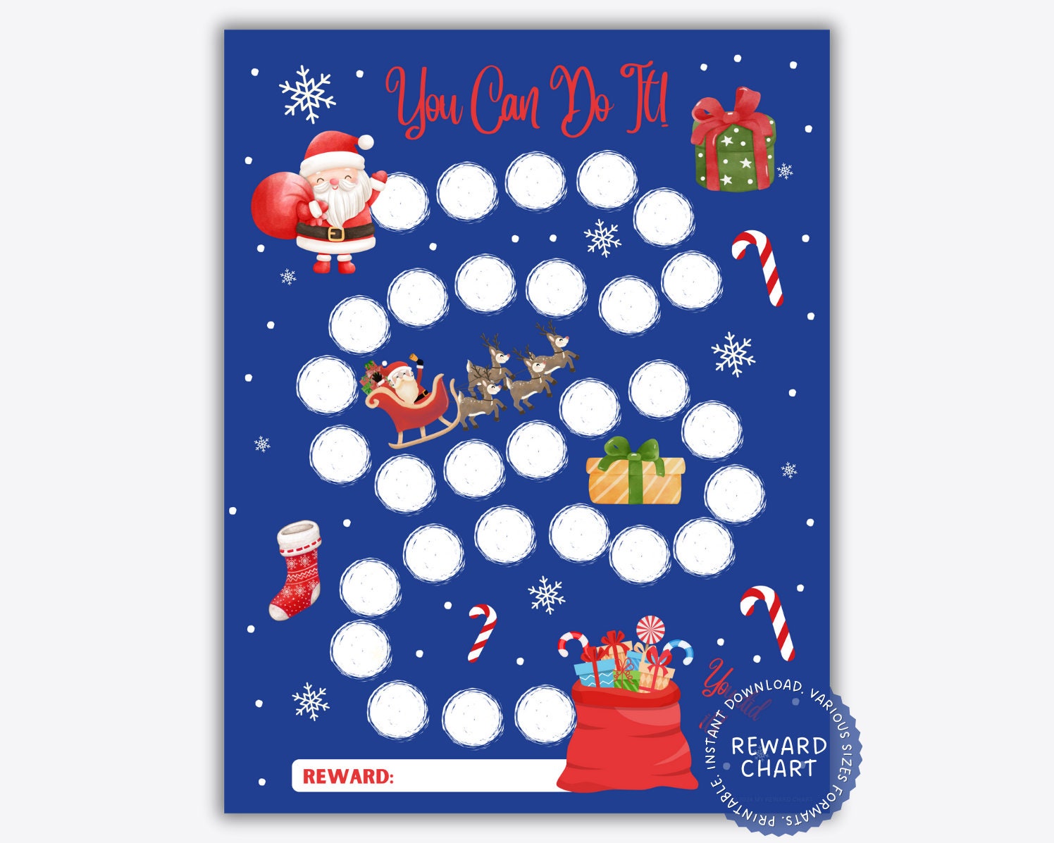 Christmas Reward Chart Printable Kids Reward Chart, Santa Potty ...