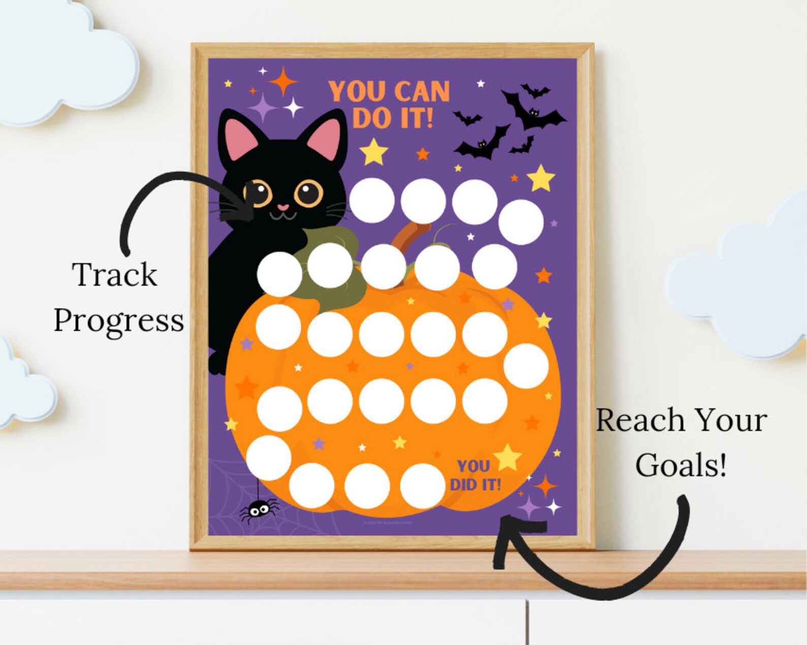 Halloween Reward Sticker Chart for Kids: Pumpkin Cat Design (PDF) - Etsy