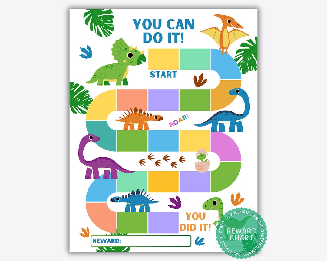 Dinosaur Reward Chart, Printable Potty Training Chart for Toddlers ...