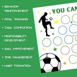 Soccer Reward Chart for Boys, Behavior Chart, Kids Sticker Chart, Goal ...
