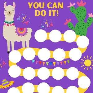 Llama Reward Chart for Kids: Potty Training, Behavior (PDF, JPG, PNG ...