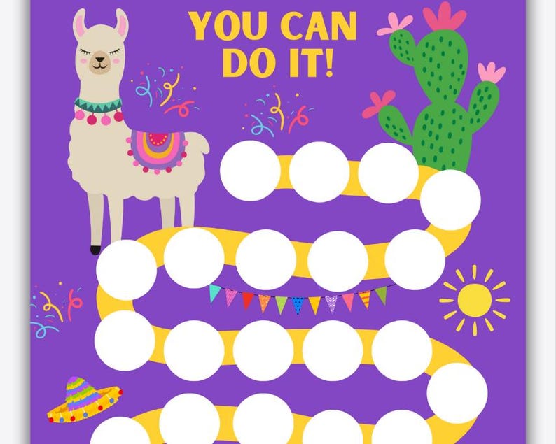 Llama Reward Chart for Kids: Potty Training, Behavior (PDF, JPG, PNG ...