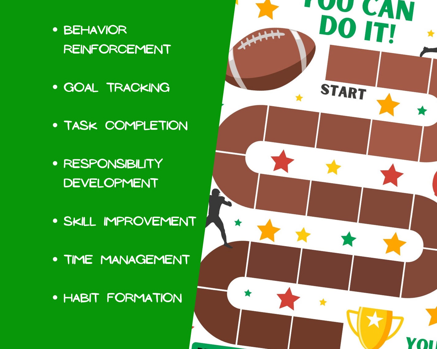 Football-themed Printable Reward Chart for Boys: Behavior, Potty ...