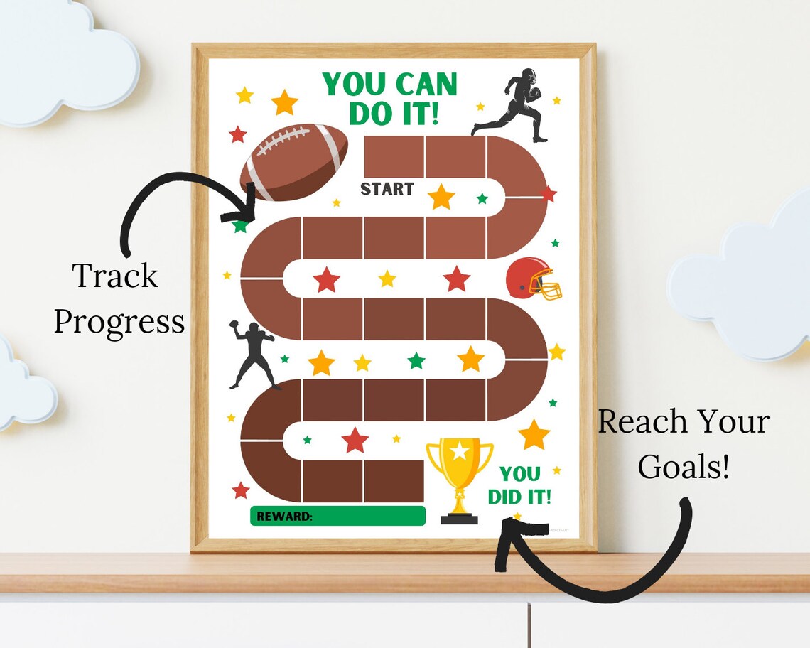 Football-themed Printable Reward Chart for Boys: Behavior, Potty ...