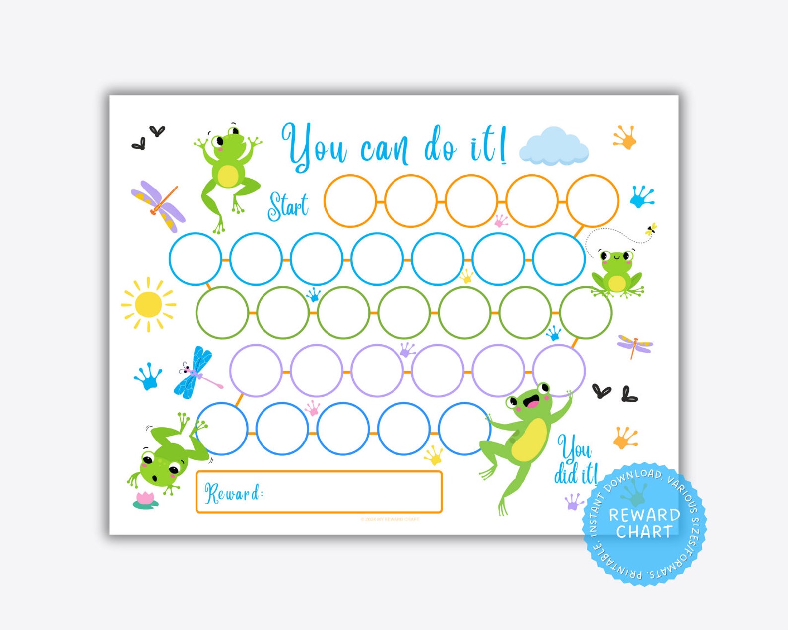 Frog Reward Chart Printable Kids Reward Chart, Frog Sticker Chart, Boys ...