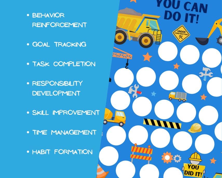 Vehicle Reward Chart Bundle for Boys – Printable Sticker Charts ...