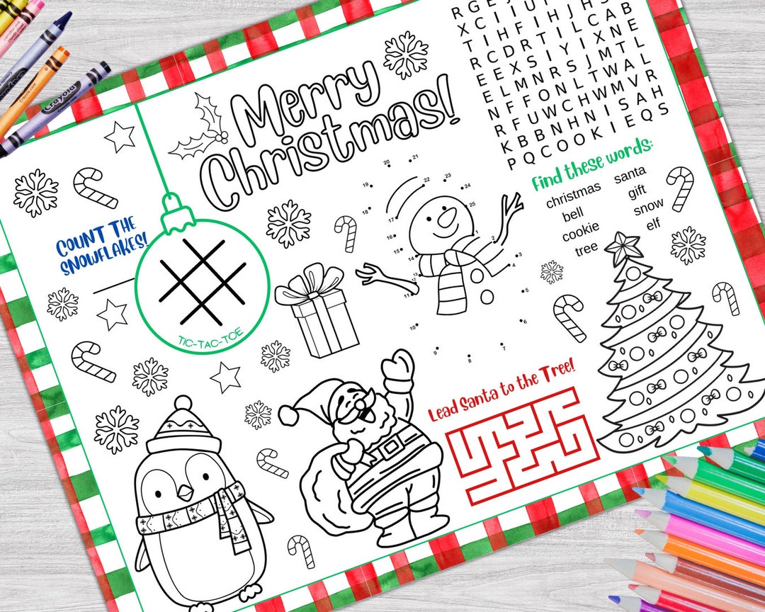Printable Christmas Activity Placemat for Kids (PDF) - Etsy