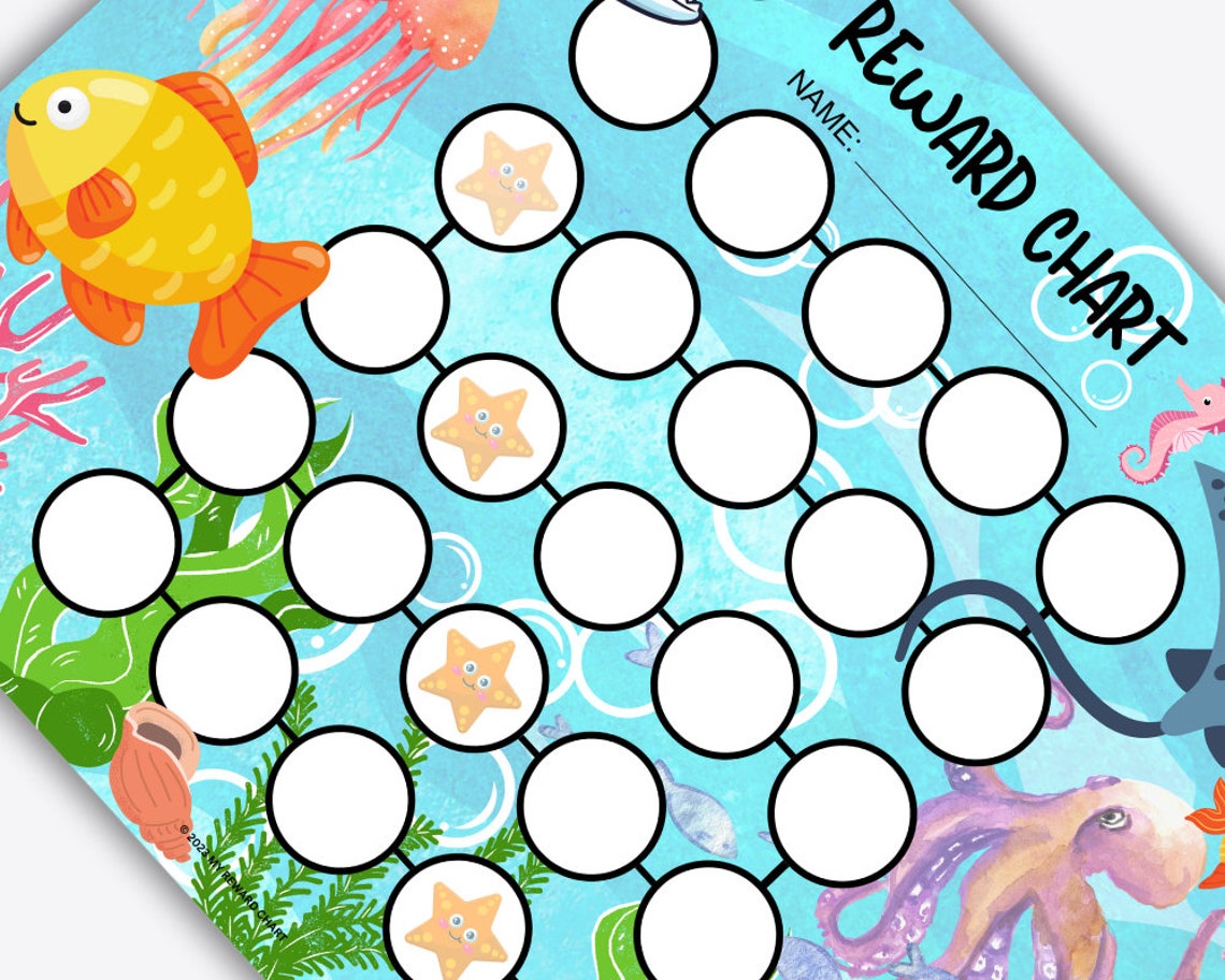 Printable Reward Chart, Ocean Reward Chart, Kids Reward Chart, Toddlers ...