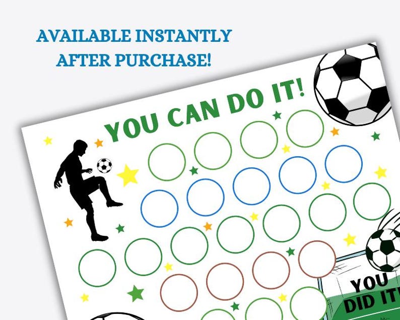 Soccer Reward Chart for Boys, Behavior Chart, Kids Sticker Chart, Goal ...