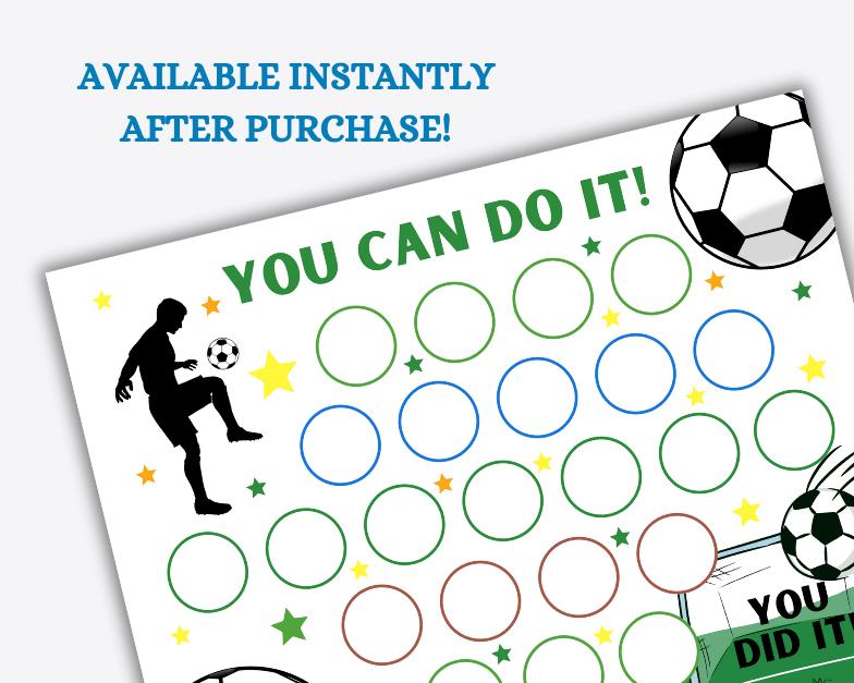 Soccer Reward Chart for Boys, Behavior Chart, Kids Sticker Chart, Goal ...