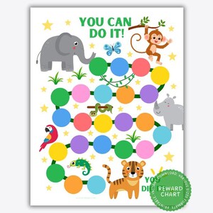 Jungle Reward Chart, Printable Zoo Sticker Chart for Kids, Potty ...