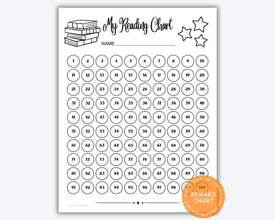 Kids Printable Reading Chart, Reading Reward Chart, Kids Reward Chart ...