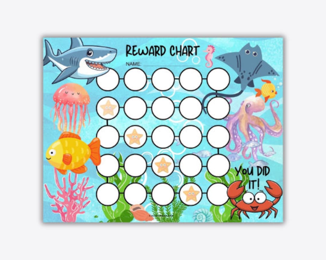 Printable Reward Chart, Ocean Reward Chart, Kids Reward Chart, Toddlers ...