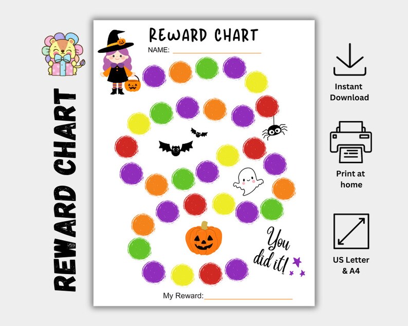 Halloween Reward Chart Printable Behavior Chart Halloween - Etsy