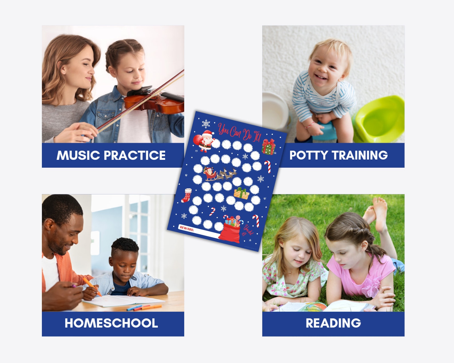 Christmas Reward Chart Printable Kids Reward Chart, Santa Potty ...