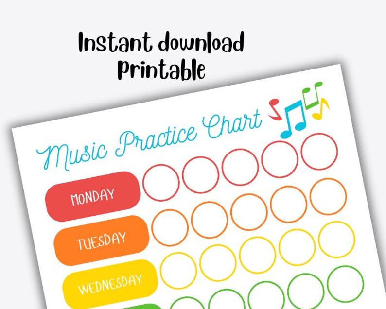 Printable Music Practice Reward Chart, Sticker Chart for Kids, Piano ...