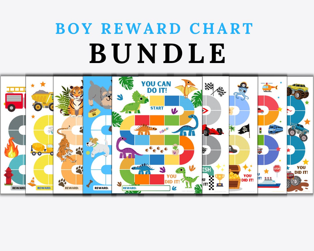 Boys Potty Training Reward Chart Bundle – Printable Sticker Charts for ...
