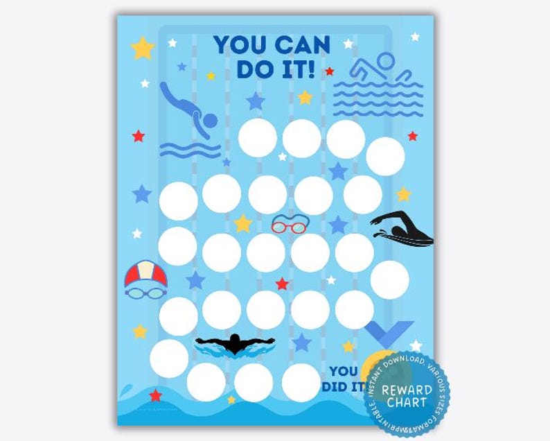 Swimming Reward Chart, Sport Reward Chart, Athlete Sticker Chart ...