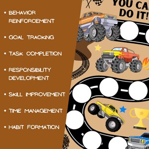 Printable Monster Truck Behavior Chart for Boys: Potty Training, Chores ...