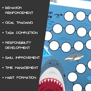Shark Reward Chart: Kids Behavior & Potty Training (printable Download ...