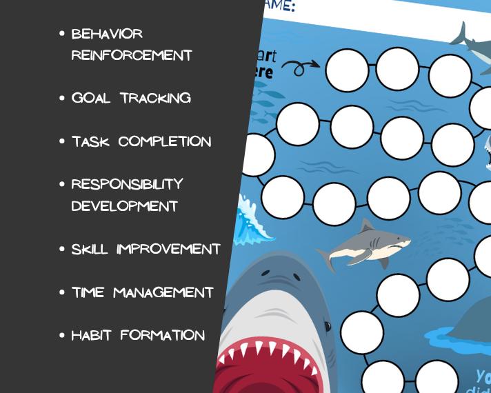Shark Reward Chart: Kids Behavior & Potty Training (printable Download ...