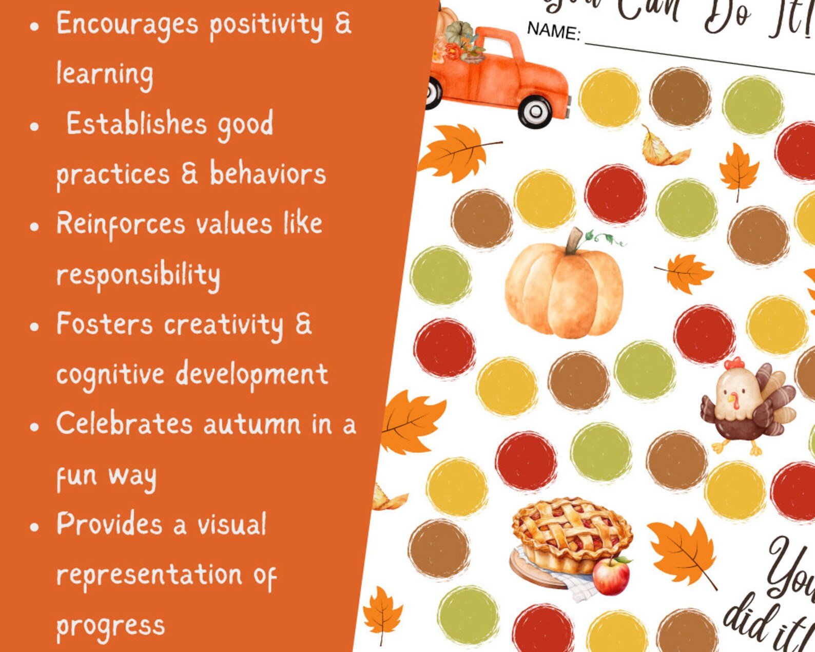 Autumn Pumpkin Reward Chart: Printable Sticker Tracker (digital ...