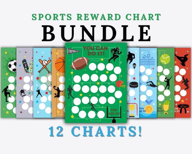 Sports Reward Chart Bundle | Printable Sticker, Behavior & Potty ...