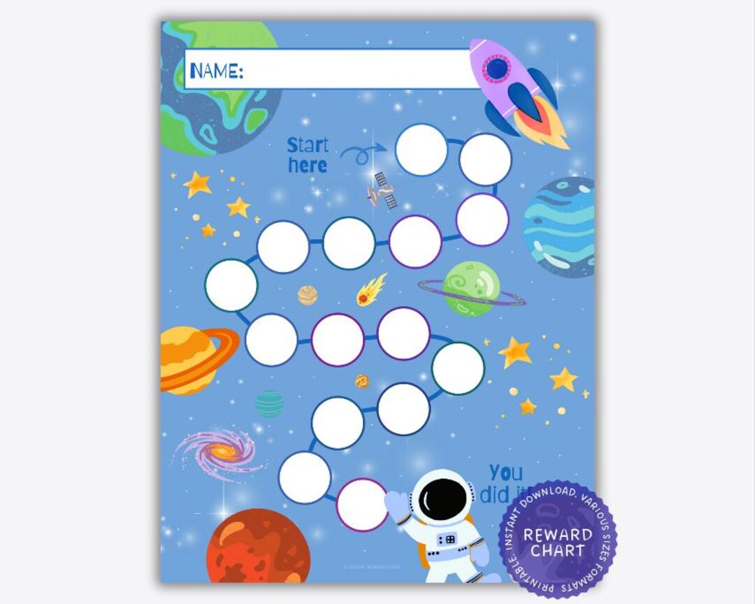 Outer Space Astronaut Reward Chart, Kids Sticker Chart, Space Themed ...