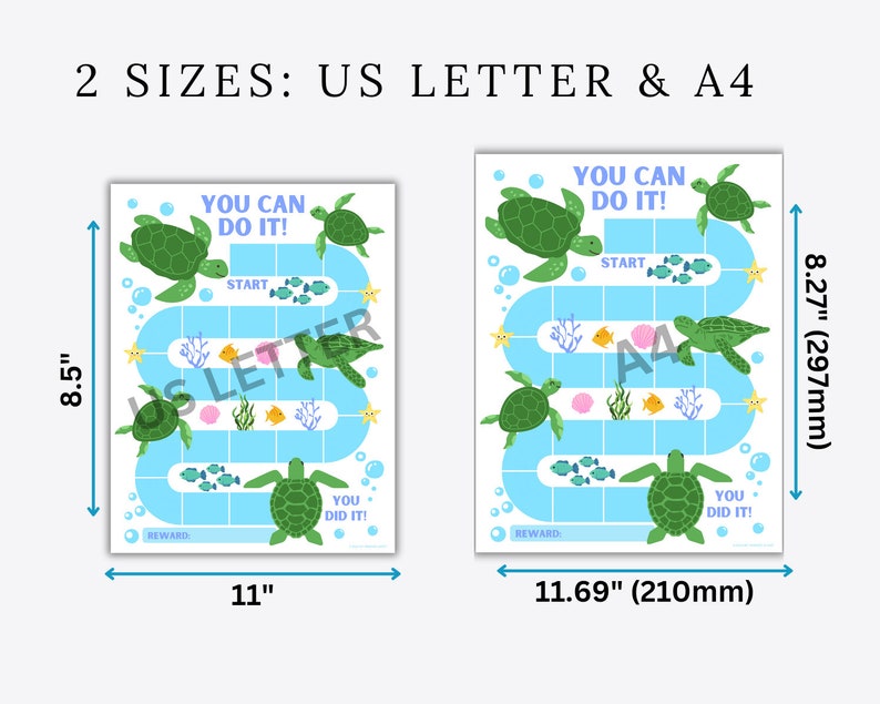 Sea Turtle Reward Chart: Kids Potty Training, Classroom Incentive (PDF ...