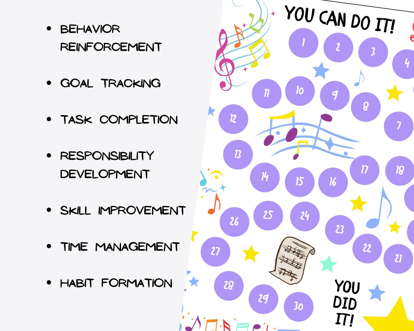 Printable Music Reward Charts, Music Practice Chart, Kids Reward Chart ...