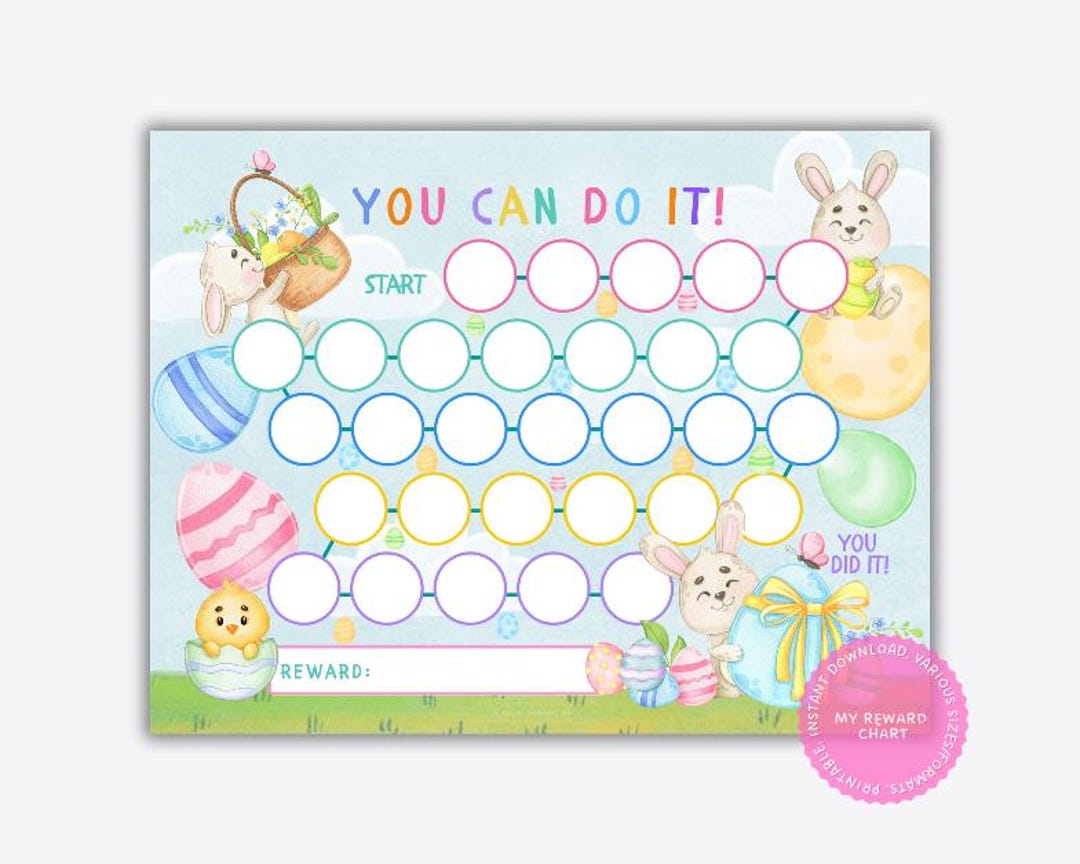 Printable Easter Reward Chart: Spring Bunny Sticker Chart (digital ...