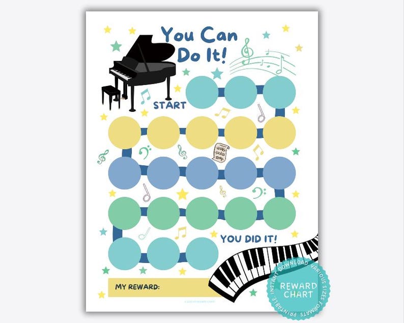 Piano Practice Chart, Printable Piano Student Music Practice Log, Piano ...