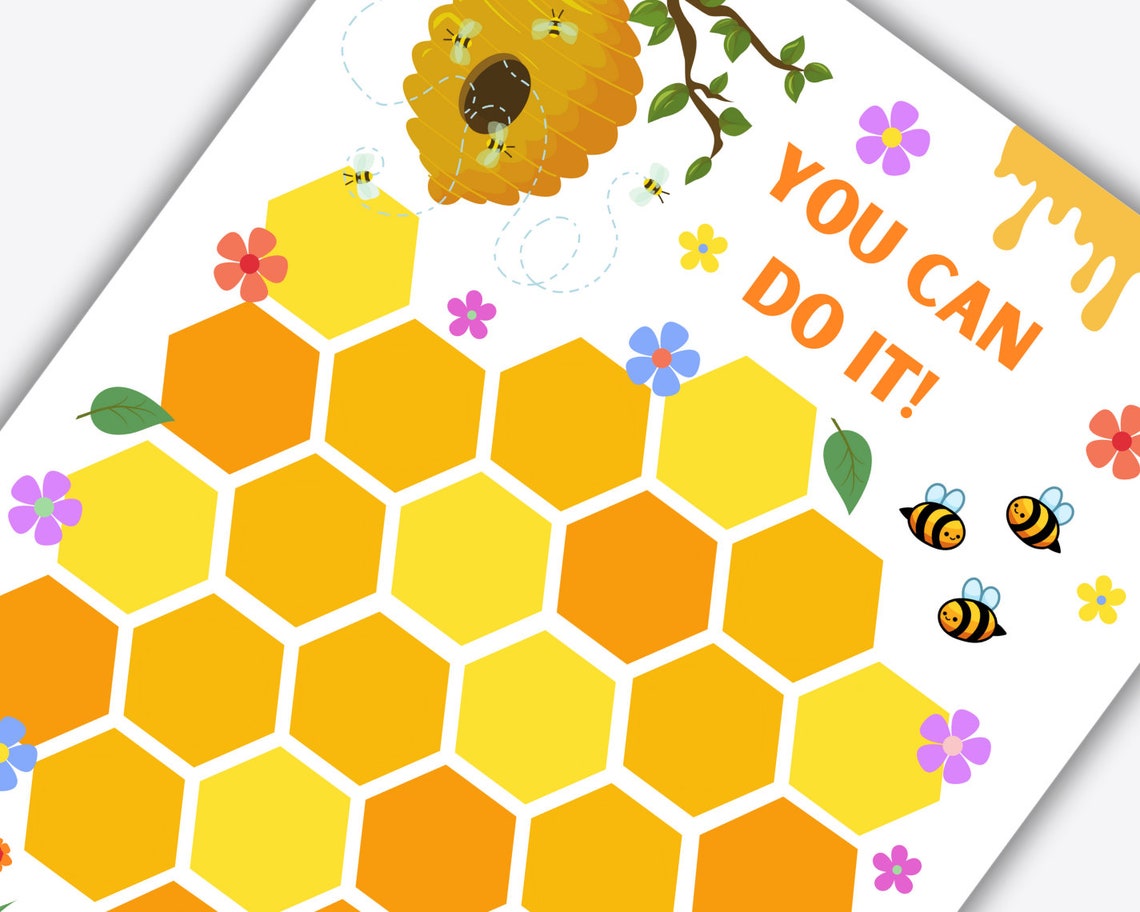 Printable Bee Reward Chart, Honey Bee Behavior Chart, Reward Chart Kids ...