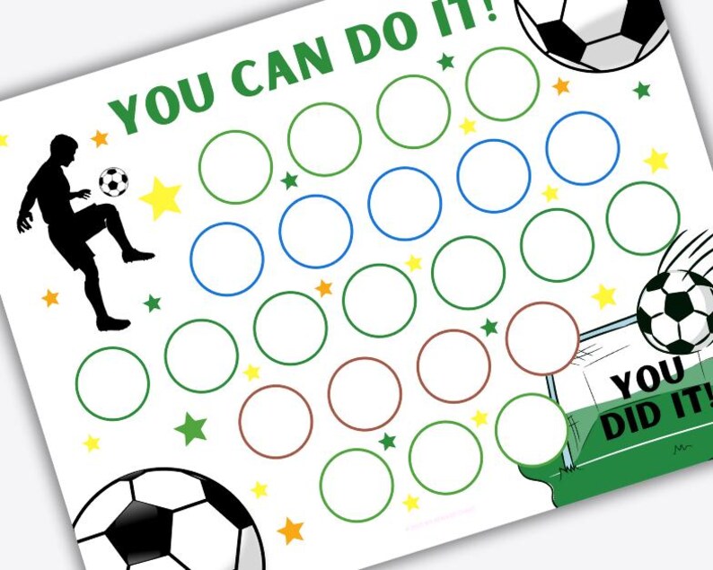Soccer Reward Chart for Boys, Behavior Chart, Kids Sticker Chart, Goal ...