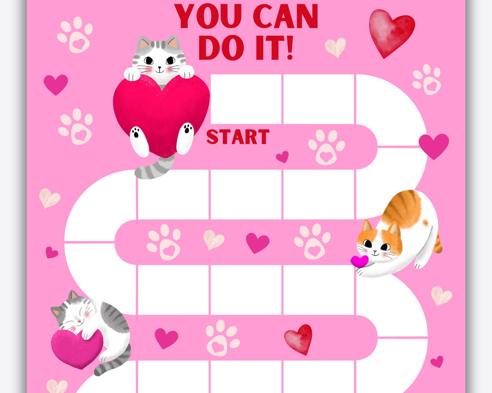 Printable Cat Reward Chart, Valentine Reward Chart, Potty Training ...