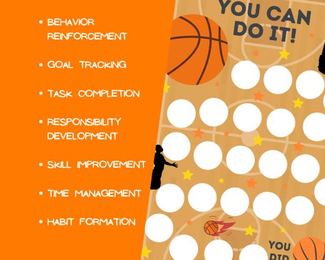 Basketball Reward Chart: Kids Behavior & Goal Tracker (digital Download ...