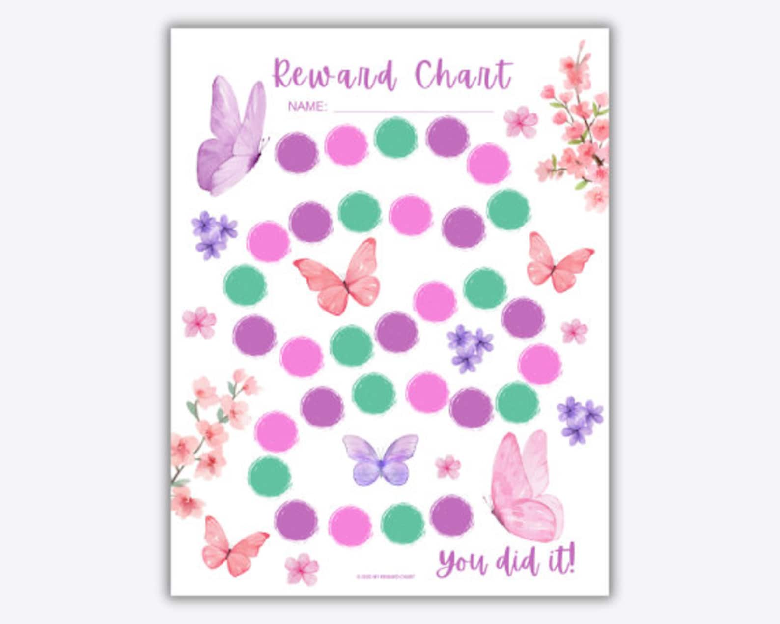 Butterfly Reward Chart, Spring Reward Chart, Printable Potty Training ...