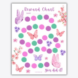 Butterfly Reward Chart, Spring Reward Chart, Printable Potty Training ...