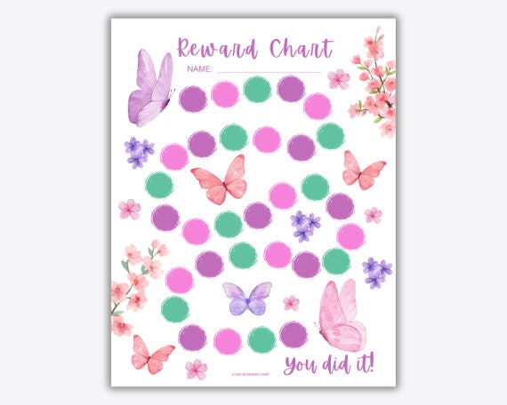 Butterfly Reward Chart, Spring Reward Chart, Printable Potty Training ...