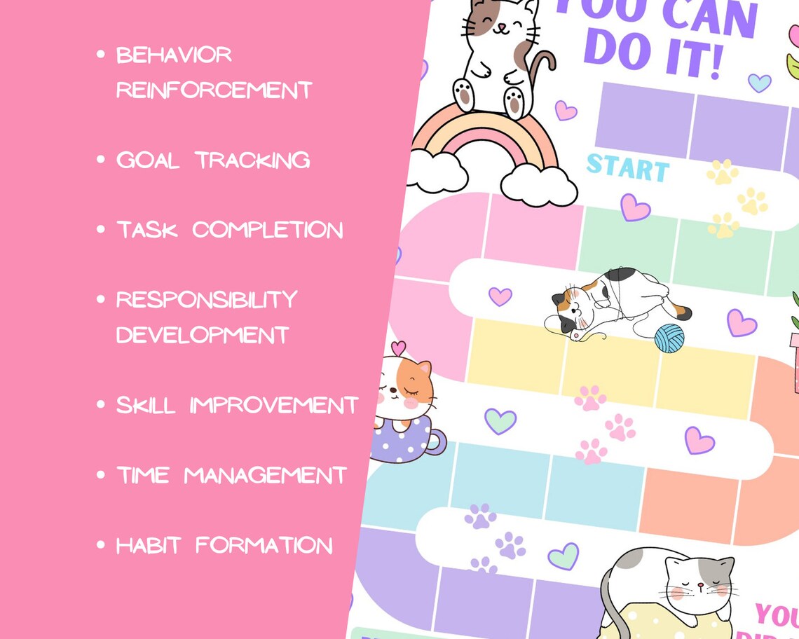 Cat Reward Chart Printable Kids Reward Chart, Instant Download Behavior ...