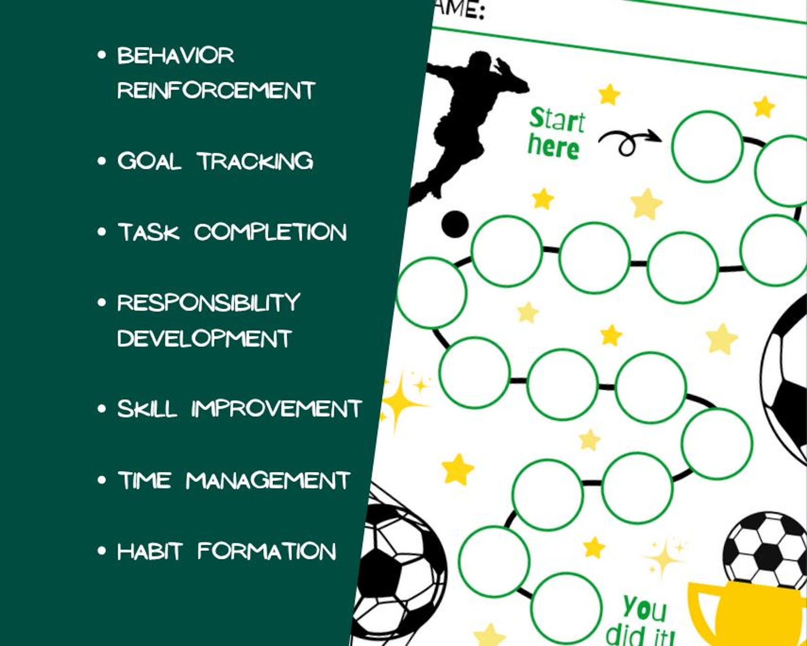 Soccer Practice Reward Chart, Kids Sticker Chart, Behavior Tracker ...