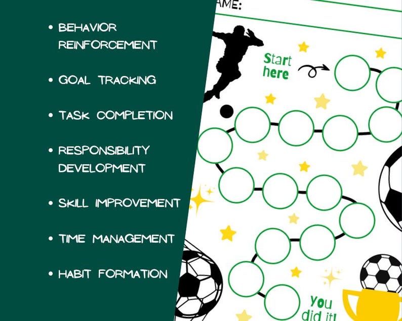 Soccer Practice Reward Chart, Kids Sticker Chart, Behavior Tracker ...